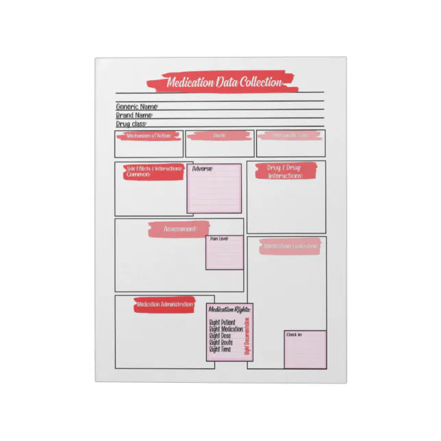 Red Healthcare Student Medication Template Notepad | Zazzle