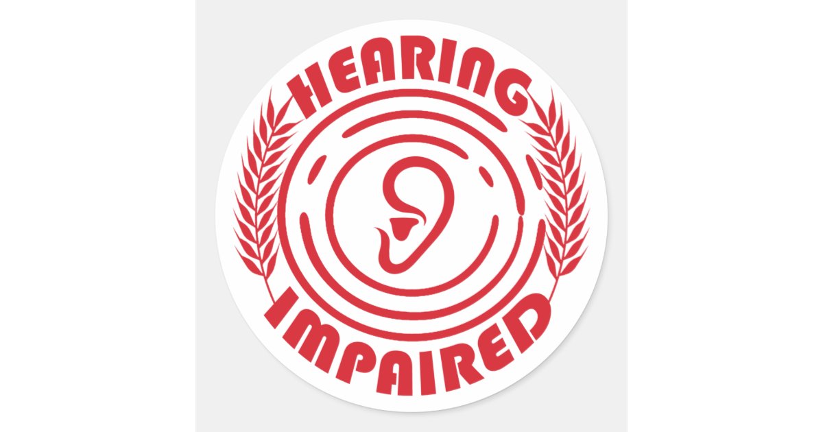 Red - Hearing impaired Classic Round Sticker | Zazzle