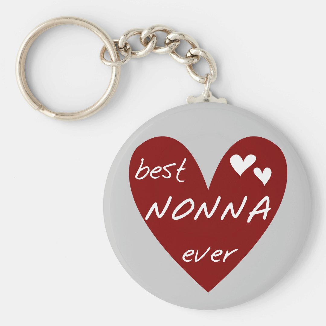 Red Heart Best Nonna Ever T-shirts gifts Keychain | Zazzle