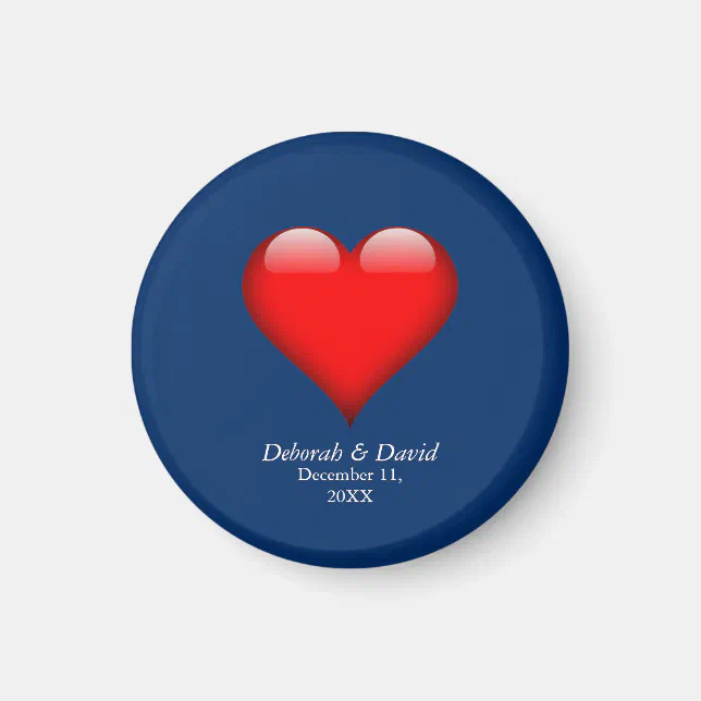 Red Heart Blue Modern Minimalist Wedding Magnet | Zazzle