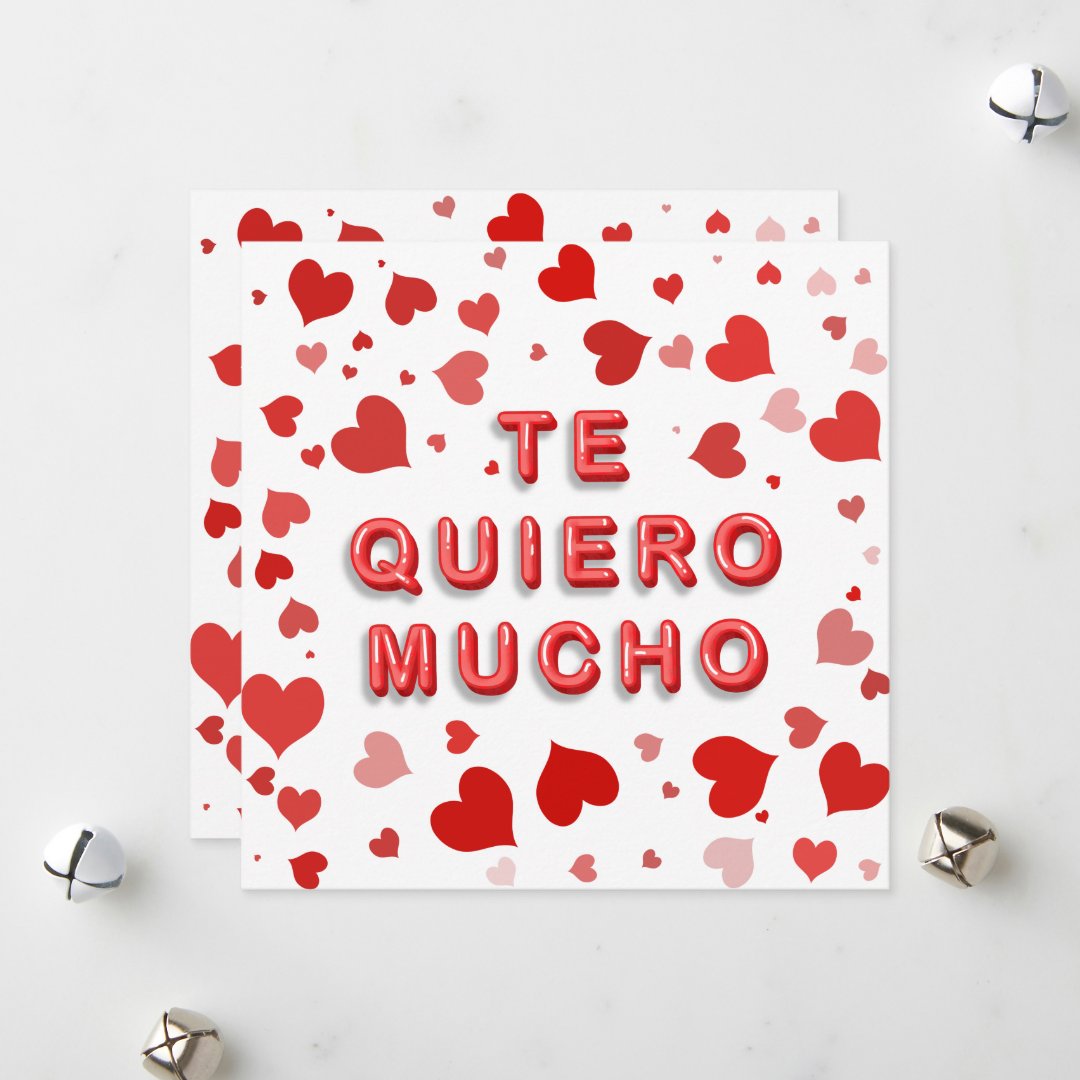 Red Heart Confetti Te Quiero Mucho 3d Letters Holiday Card | Zazzle