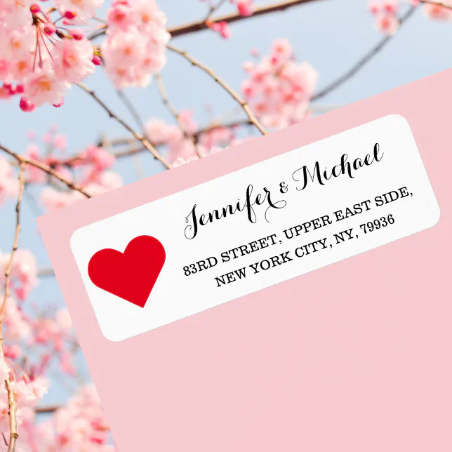 Red Heart Custom Elegant Wedding Valentines Day Label | Zazzle