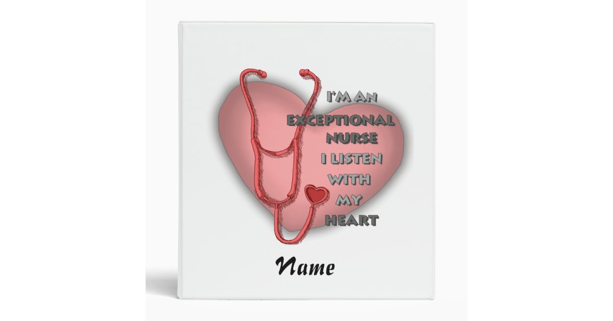 Red heart exceptional nurse 3 ring binder | Zazzle