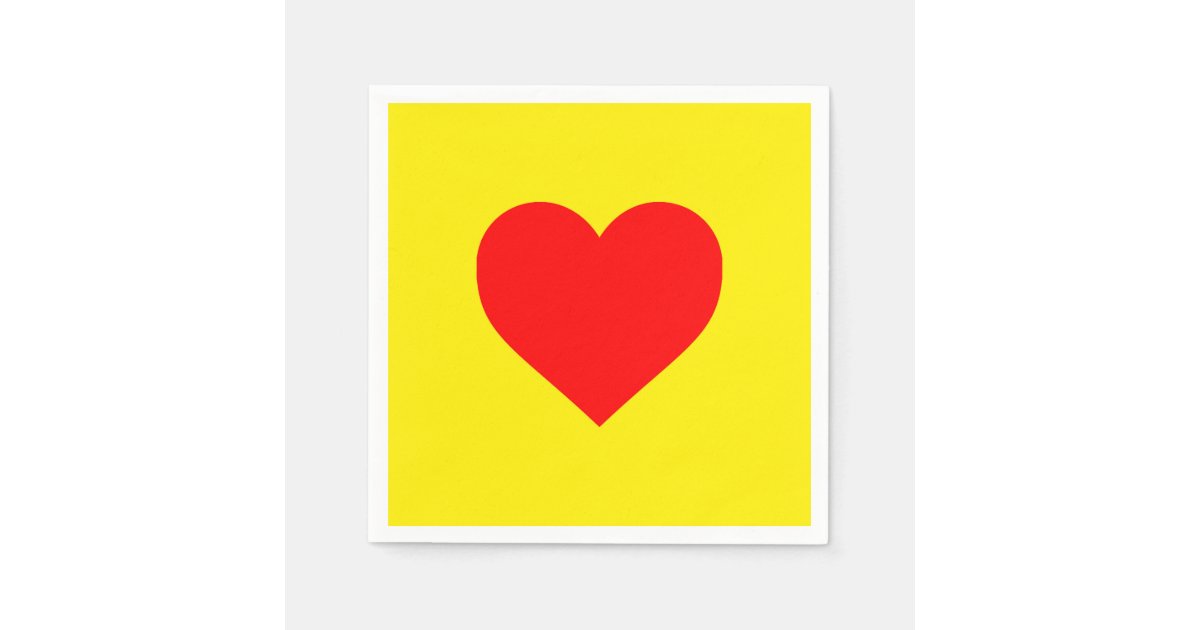 Red Heart Heat Yellow Napkins | Zazzle