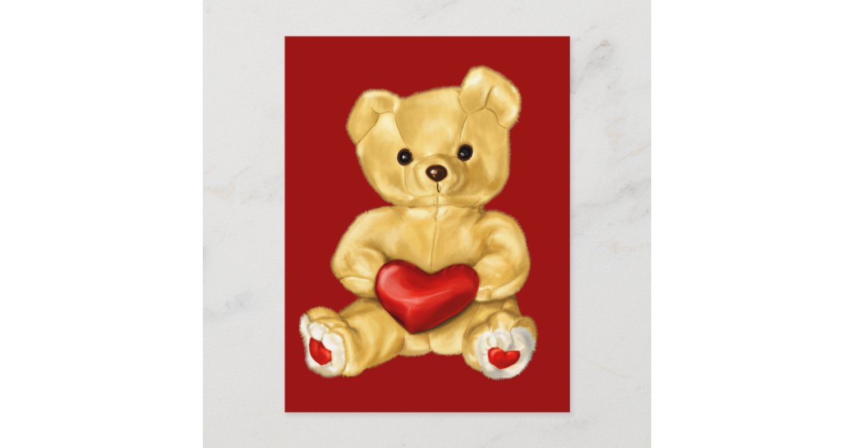 Red Heart Hypnotizing Cute Teddy Bear Postcard | Zazzle