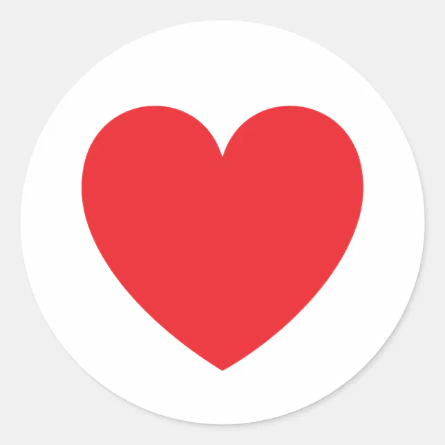 Red heart love or Valentines day Classic Round Sticker | Zazzle