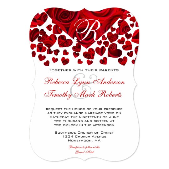 Red Heart Roses Wedding Invitation | Zazzle
