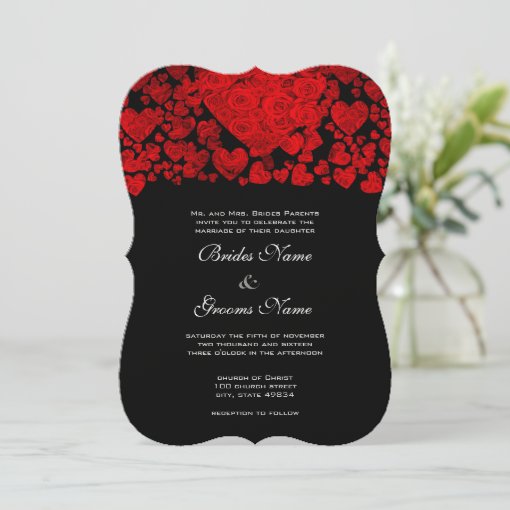 Red Heart Roses Wedding Invitation | Zazzle