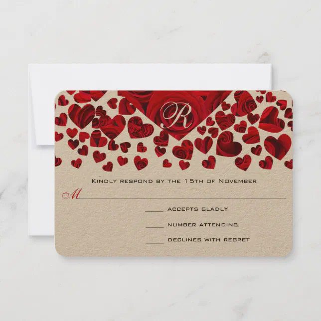 Red Heart Roses Wedding RSVP | Zazzle