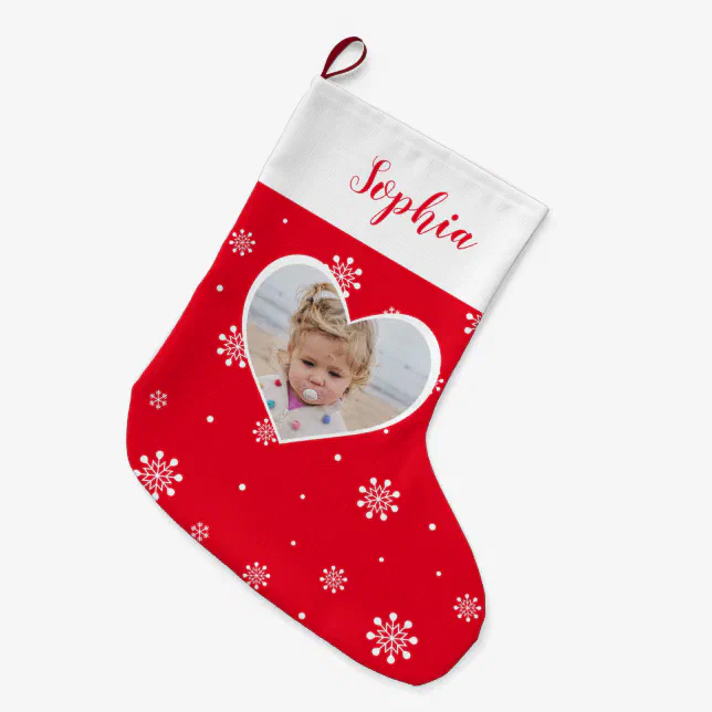 Red Heart & Snowflakes | Christmas Custom Photo Large Christmas ...