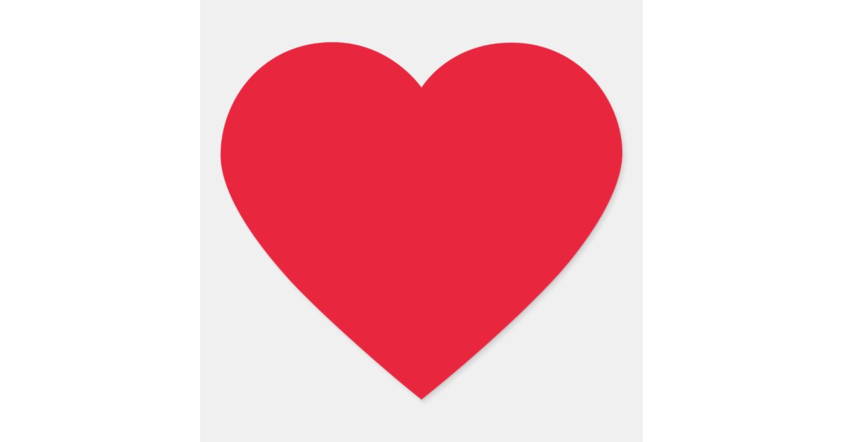 Red heart, solid color heart sticker | Zazzle