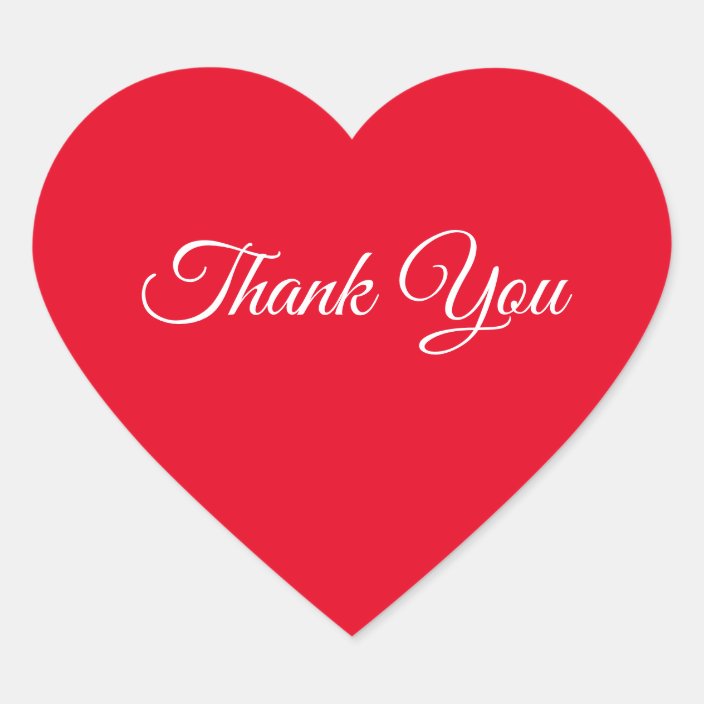 Red Heart Thank You Heart Sticker | Zazzle.com