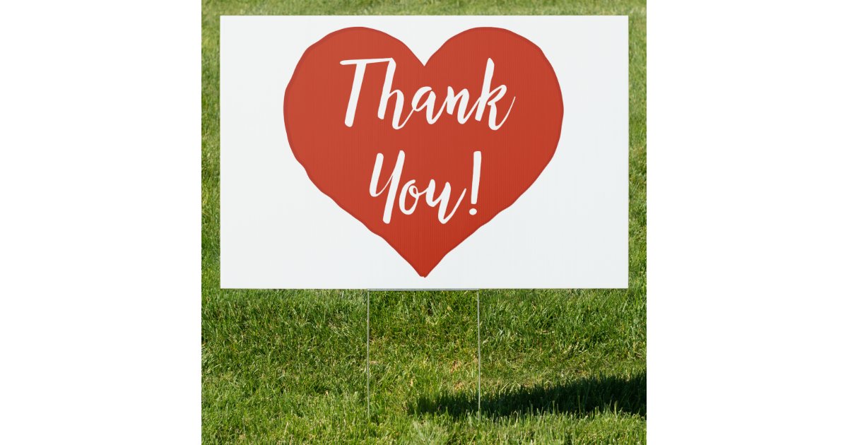 Red Heart Thank You Sign | Zazzle