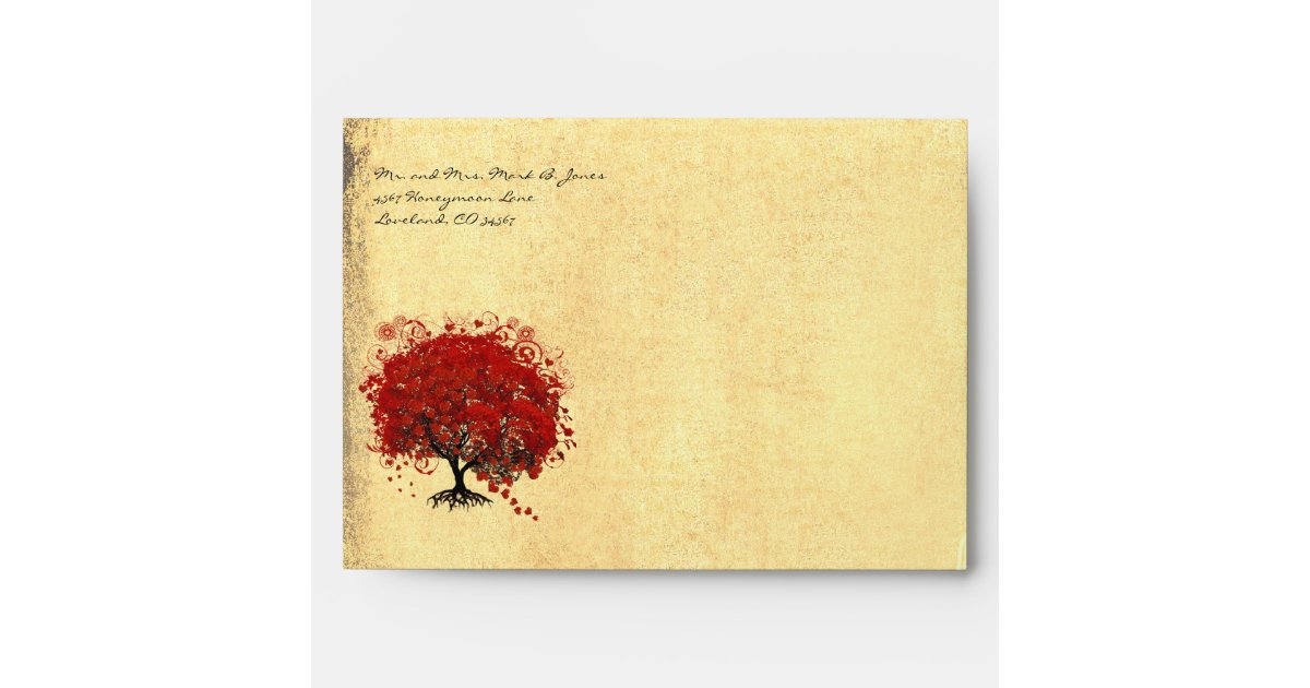 Red Heart Tree Envelopes | Zazzle