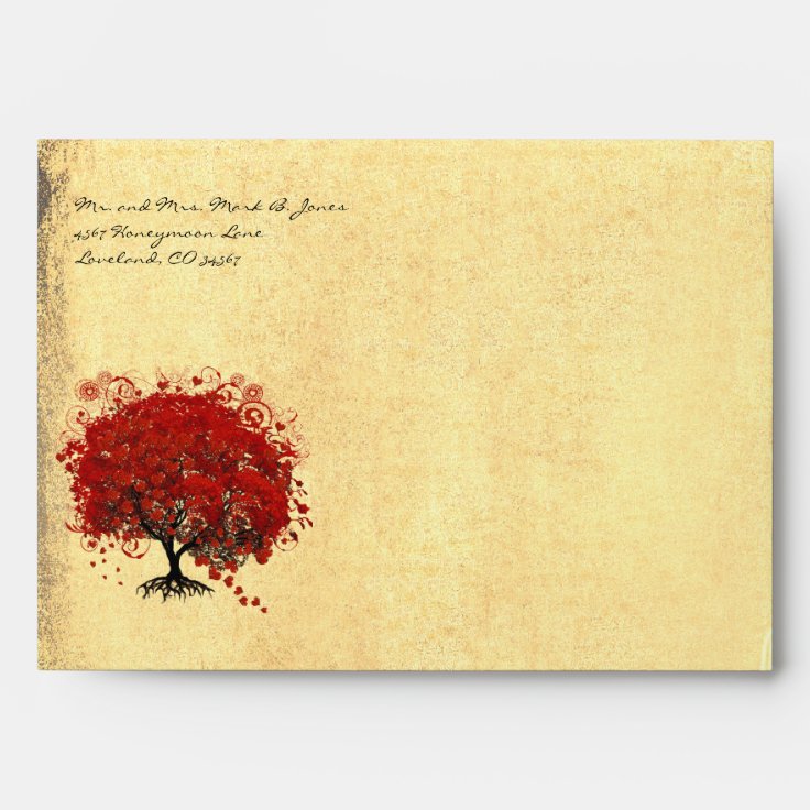 Red Heart Tree Envelopes | Zazzle