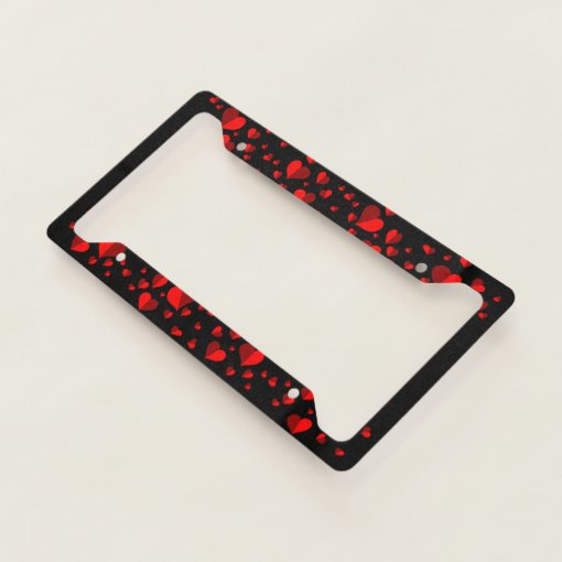 Red Hearts Black Background License Plate Frame | Zazzle