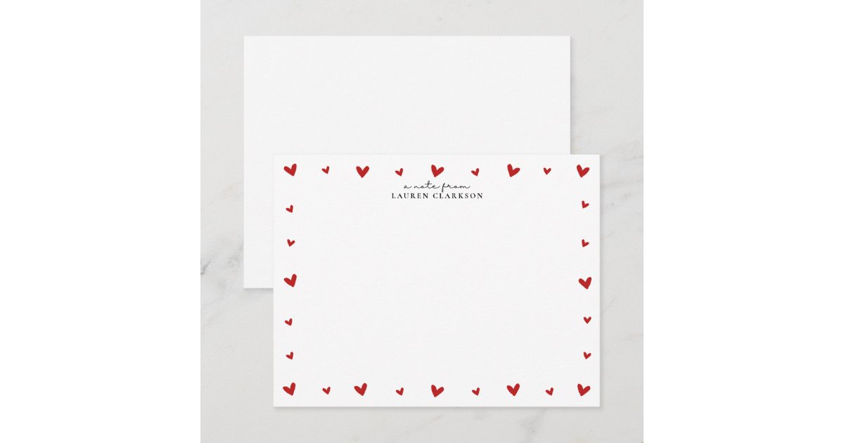 Red Hearts Border Valentines Note Card | Zazzle
