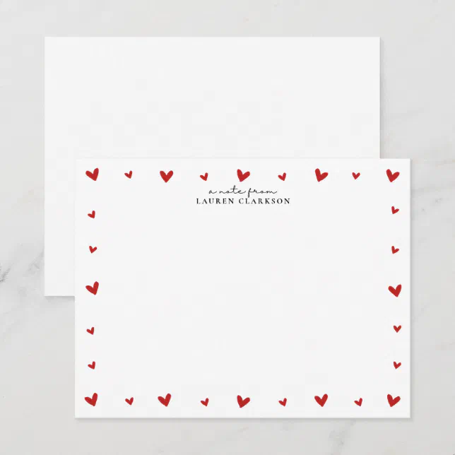 Red Hearts Border Valentines Note Card | Zazzle