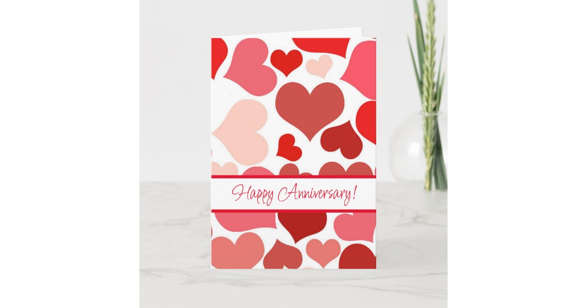 Red Hearts Happy Anniversary Card | Zazzle