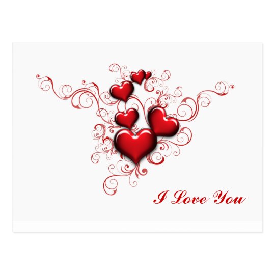 Red Hearts Intertwined, I Love You Postcard | Zazzle.com