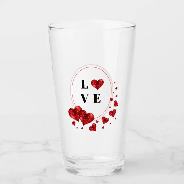 Red Hearts Love Unique Drinking Glass Tumbler | Zazzle