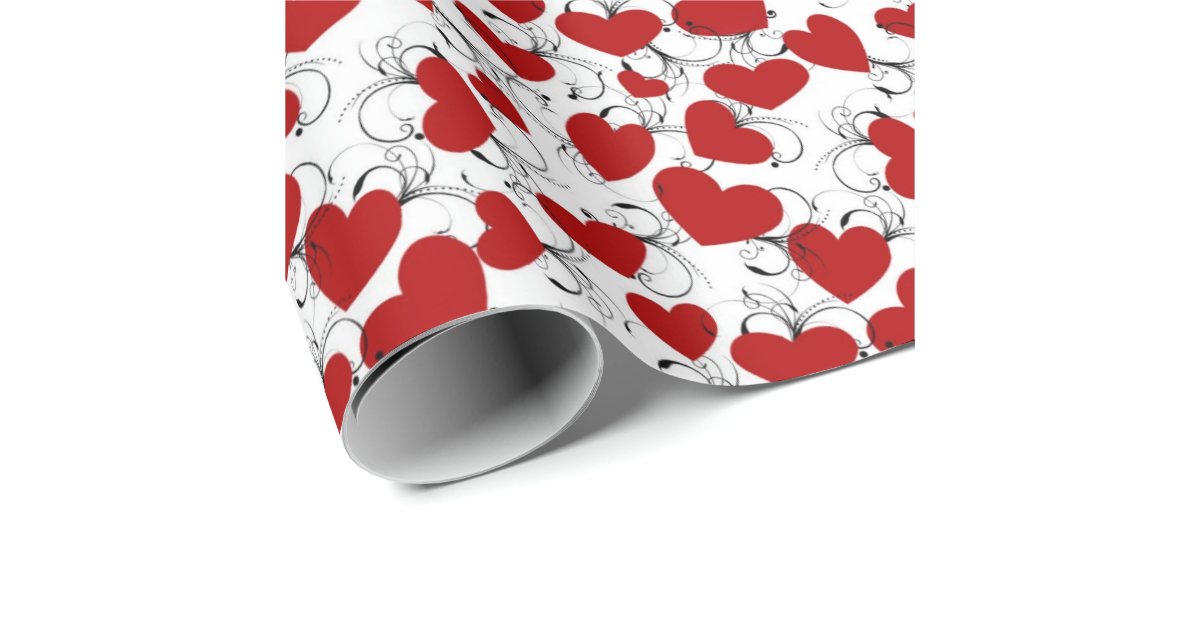 Red Hearts pattern Valentine's Day wrapping paper | Zazzle.com
