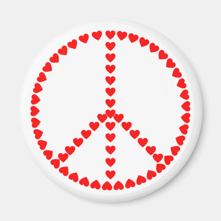 Red Hearts Peace Sign Hippie Magnet | Zazzle