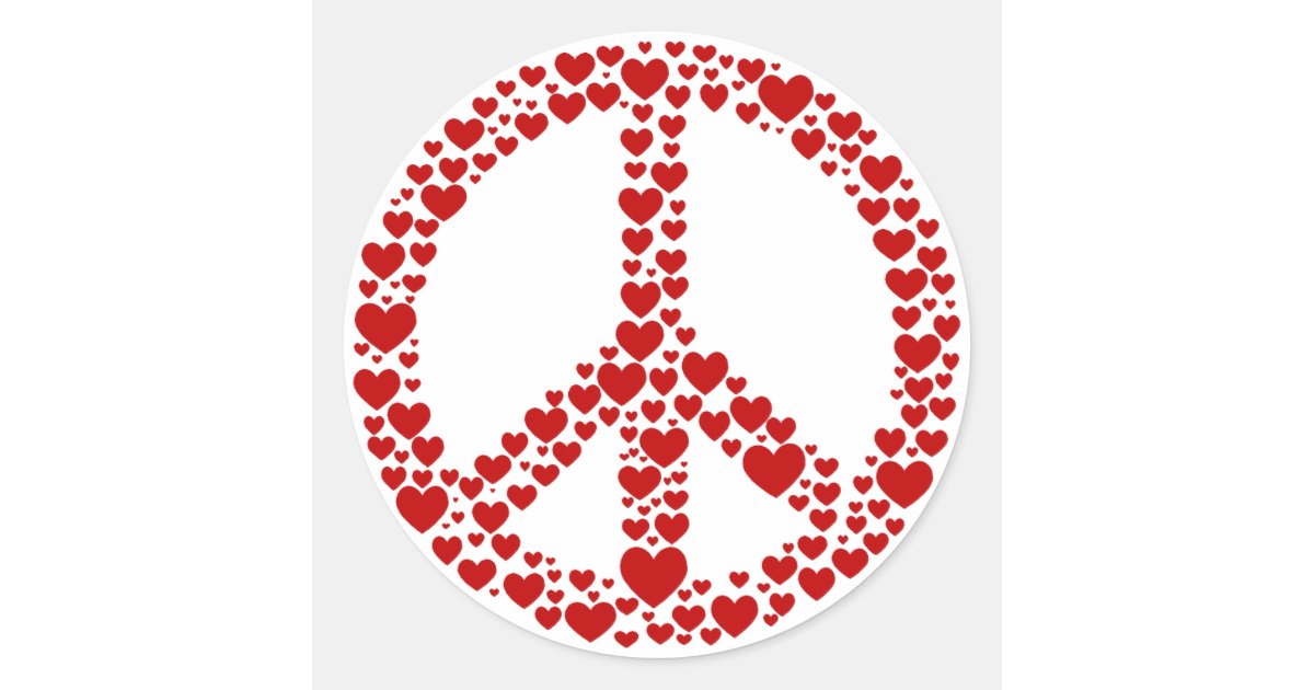 Red Hearts Peace Sign Sticker | Zazzle
