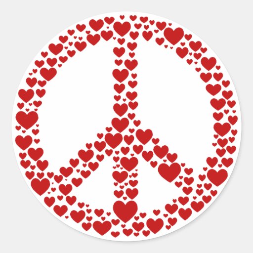 Red Hearts Peace Sign Sticker | Zazzle