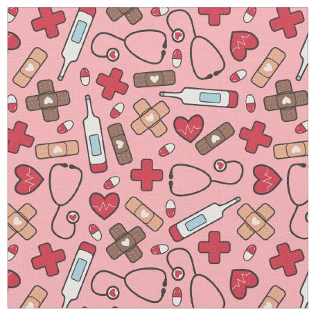 Cute Black White Nurse Doctor Pattern Fabric | Zazzle