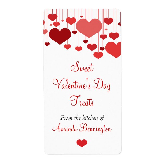 Red Heartstrings Valentines Baking Label | Zazzle.com