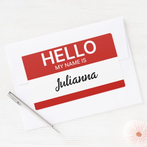 Red Hello My Name is Employee or Event Name tag | Zazzle