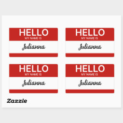 Red Hello My Name is Employee or Event Name tag | Zazzle