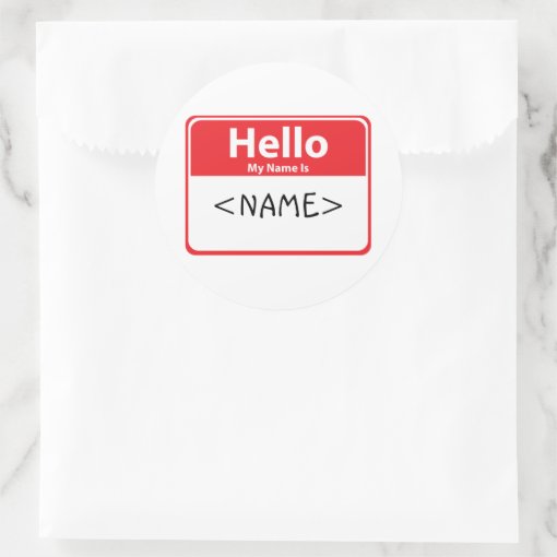 Red Hello My Name is , Classic Round Sticker | Zazzle