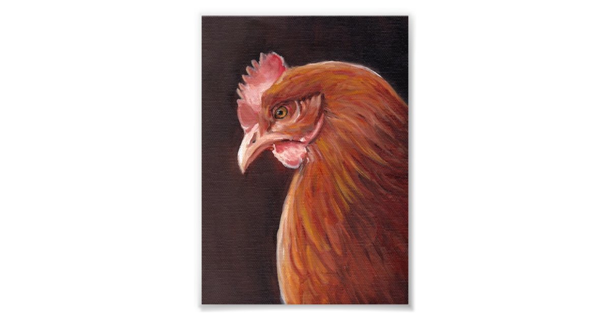 Red Hen Art Portrait Print | Zazzle