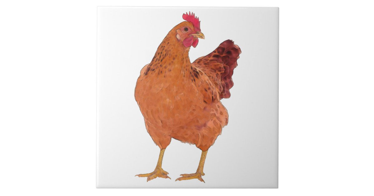 Red Hen L - Large Ceramic Tile | Zazzle