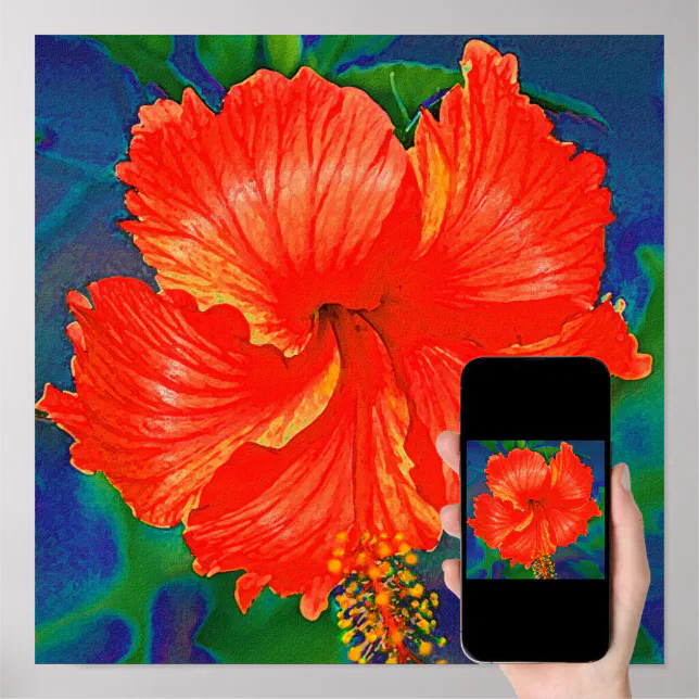 Red hibiscus flower poster | Zazzle