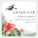 Red Hibiscus Tropical Graduation Round Sticker | Zazzle