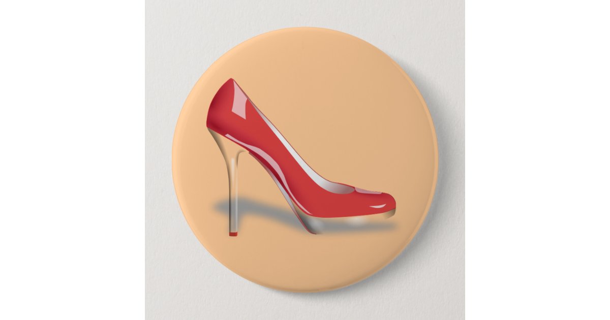 RED HIGH HEEL SHOE Round Button | Zazzle