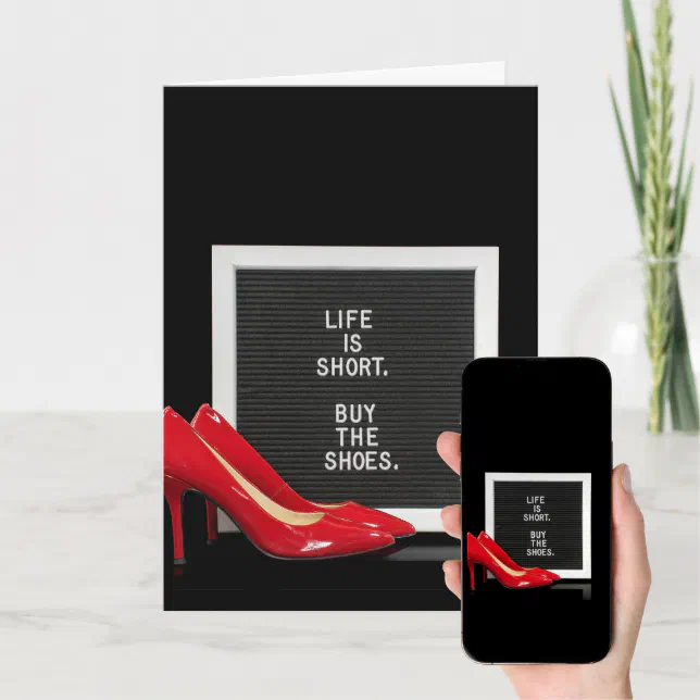 Red high heel shoes with message board card | Zazzle