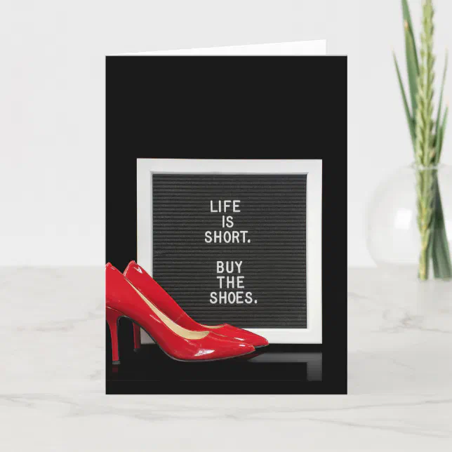 Red high heel shoes with message board card | Zazzle
