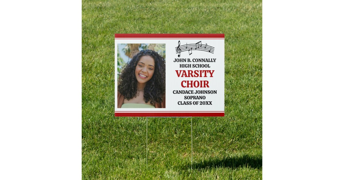 Red High School Choir Photo Custom Yard Sign | Zazzle