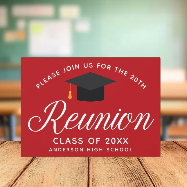 Red High School Reunion Custom Party Invitation | Zazzle