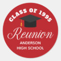 Red High School Reunion Personalized Party Classic Round Sticker | Zazzle