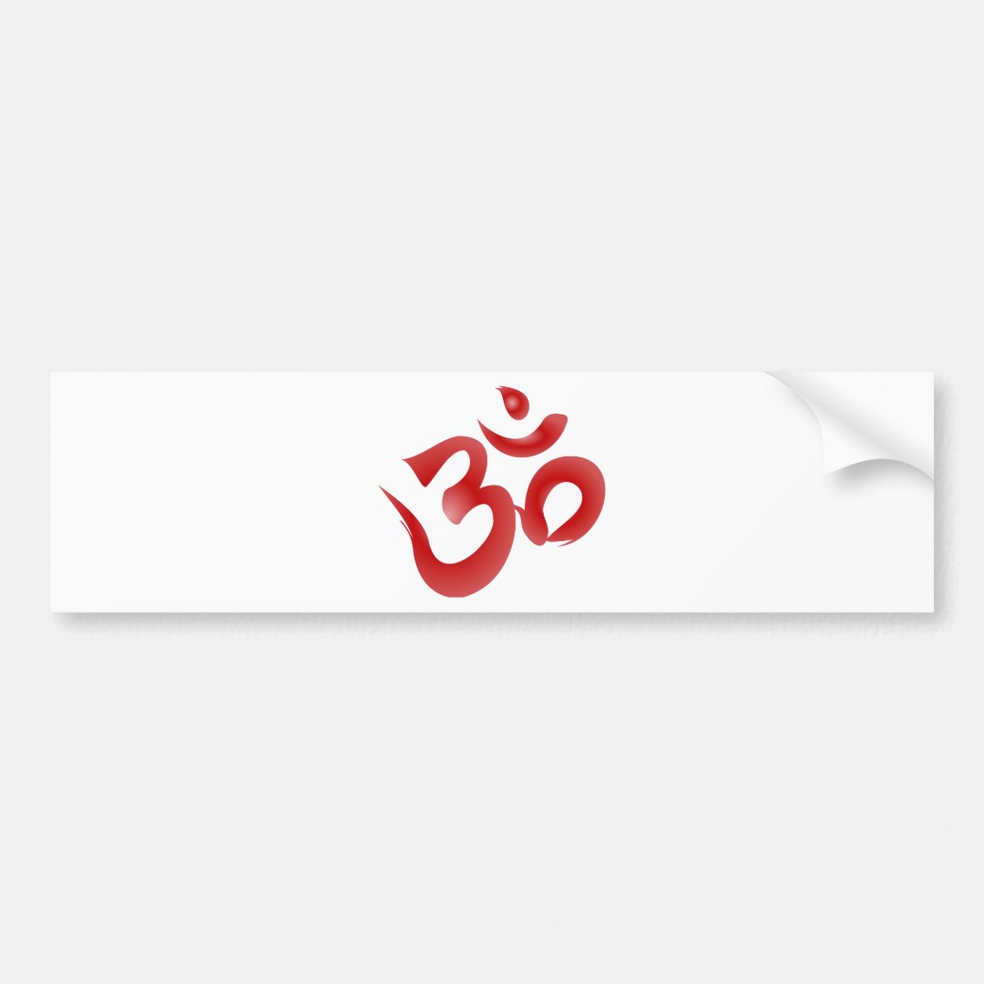 Red Hindu Symbol Om Aum Devanagari Calligraphy Bumper Sticker | Zazzle