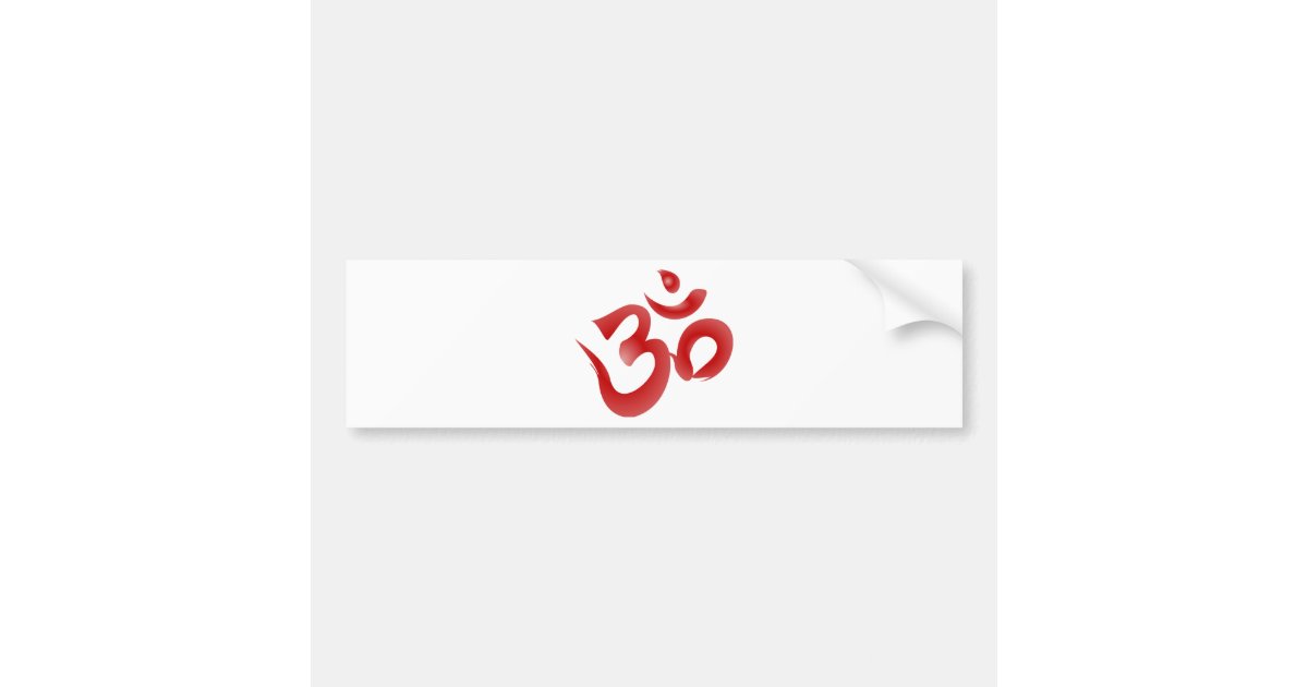 Red Hindu Symbol Om Aum Devanagari Calligraphy Bumper Sticker | Zazzle