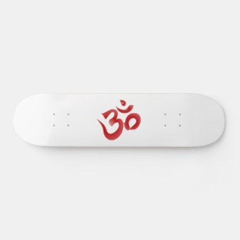 Red Hindu Symbol Om Aum Devanagari Calligraphy Skateboard Deck | Zazzle