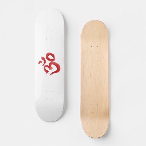 Red Hindu Symbol Om Aum Devanagari Calligraphy Skateboard Deck | Zazzle