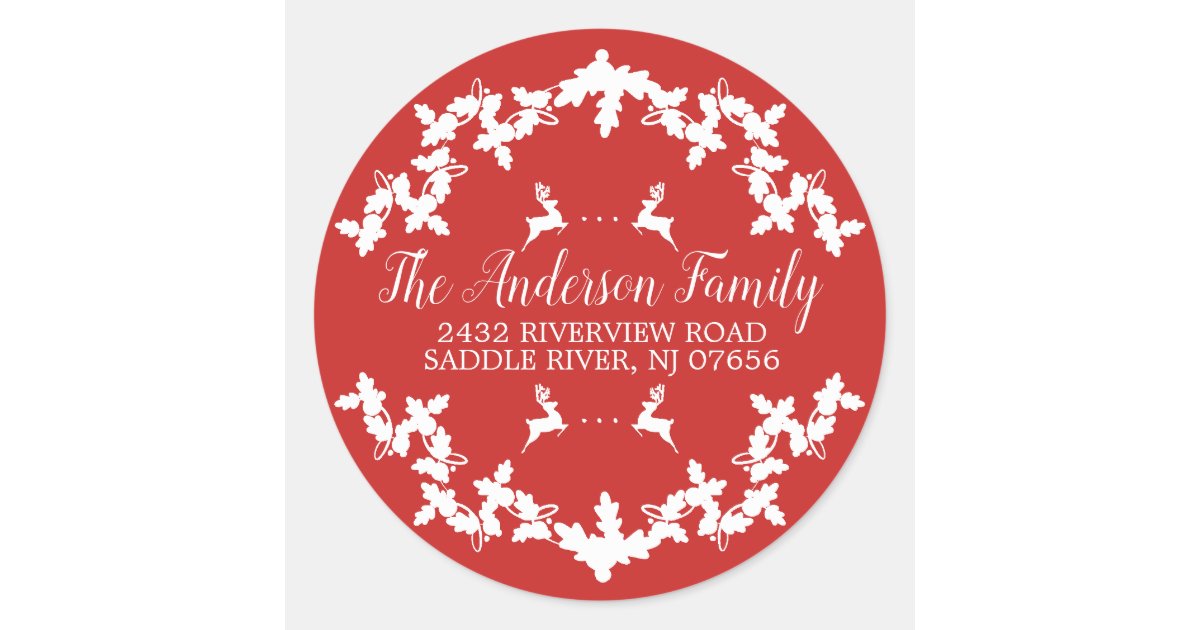 Red Holly Berry Return Address Round Sticker | Zazzle