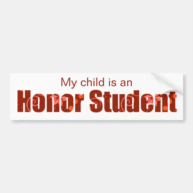 Red Honor Student Bumper Sticker | Zazzle